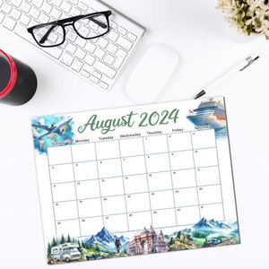 PDF Travel Wanderlust August 2024 Themed Calendar, Printable Travel ...