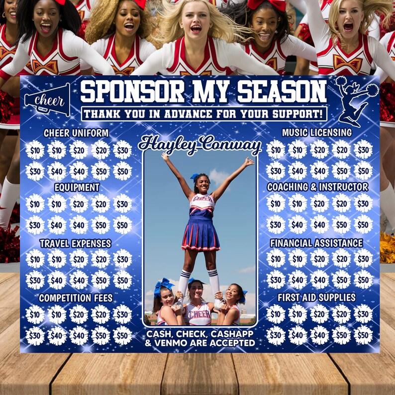 Editable Cheerleader Fundraiser Donation Calendar Template, Pick a Date ...