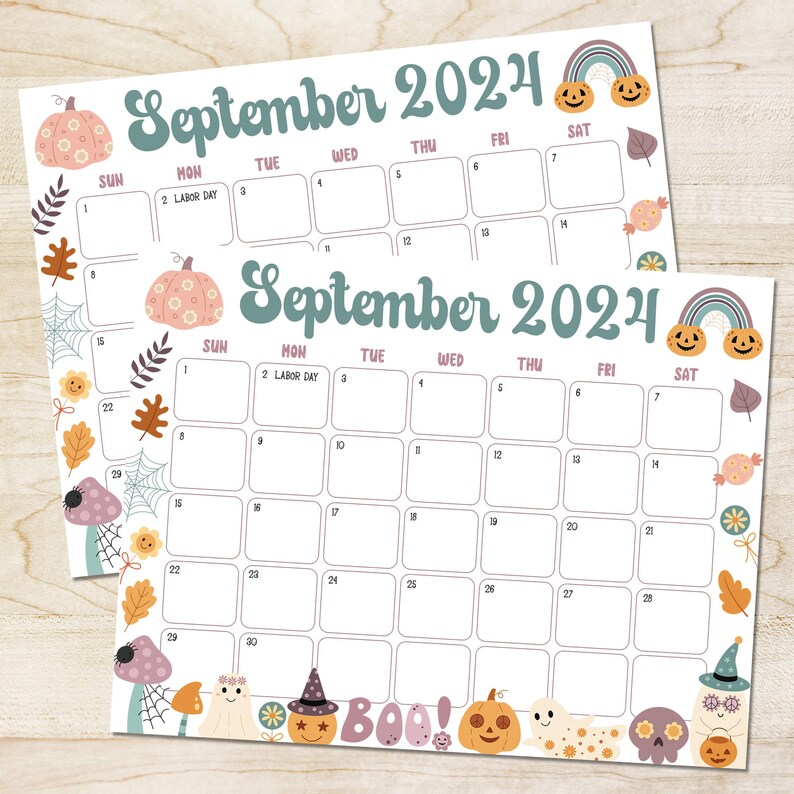 Spooky September 2024 Calendar Printable for Halloween - Etsy