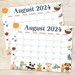 August 2024 Animal Summer Calendar, Printable Animal Themed August ...