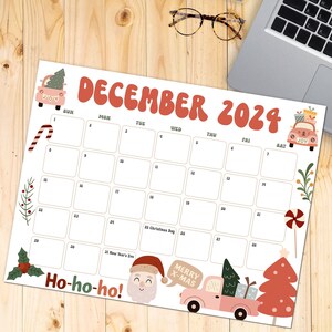 Vintage December Calendar With Retro and Cute Theme - Etsy