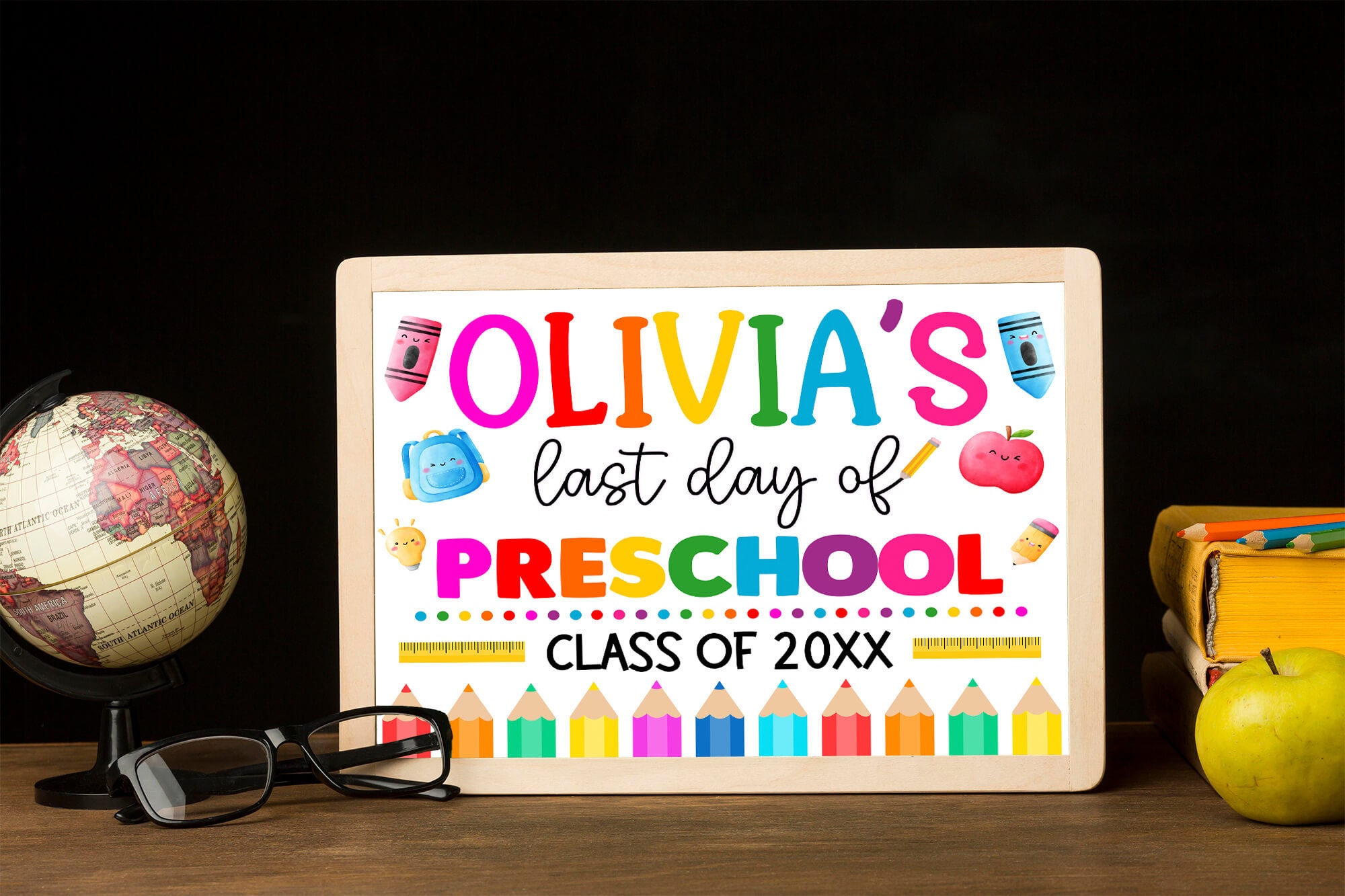 Last Day of Preschool Sign With Name Template, Editable End of School ...