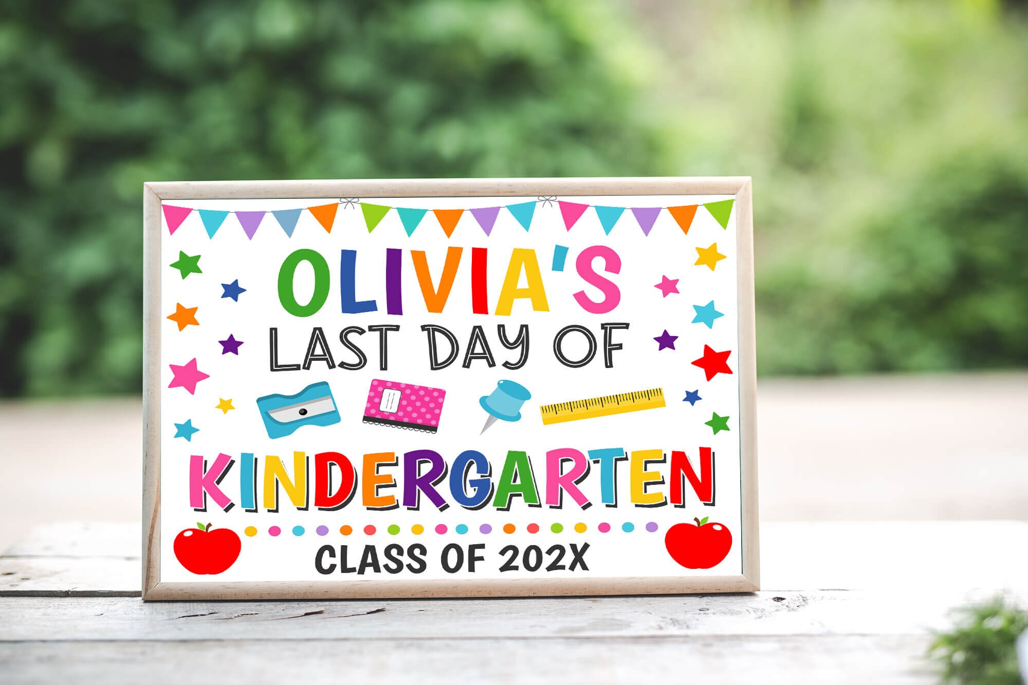 Last Day of Kindergarten Sign With Name Template Editable, School Print ...