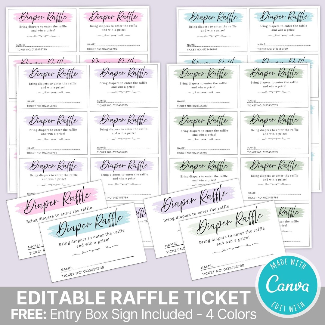 Editable Diaper Raffle Ticket Template for Baby Shower | Printable ...