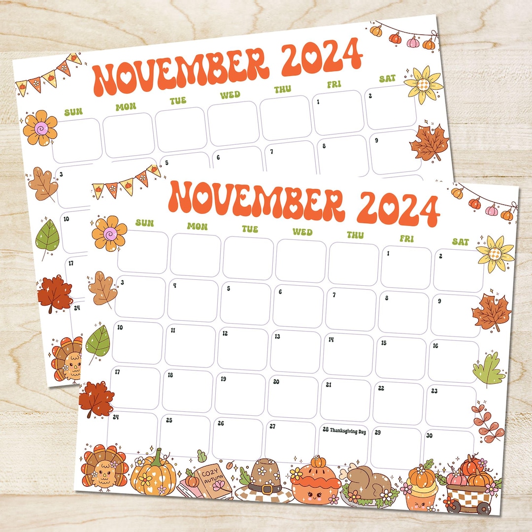 Whimsical Retro November Calendar - Etsy