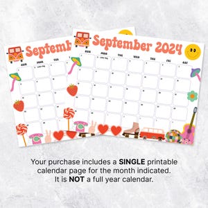 Printable September 2024 Calendar Groovy Retro Theme - Etsy