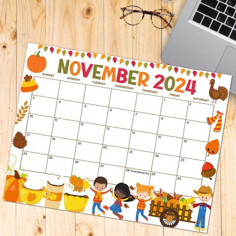 Cute November Printable Calendar Design - Etsy