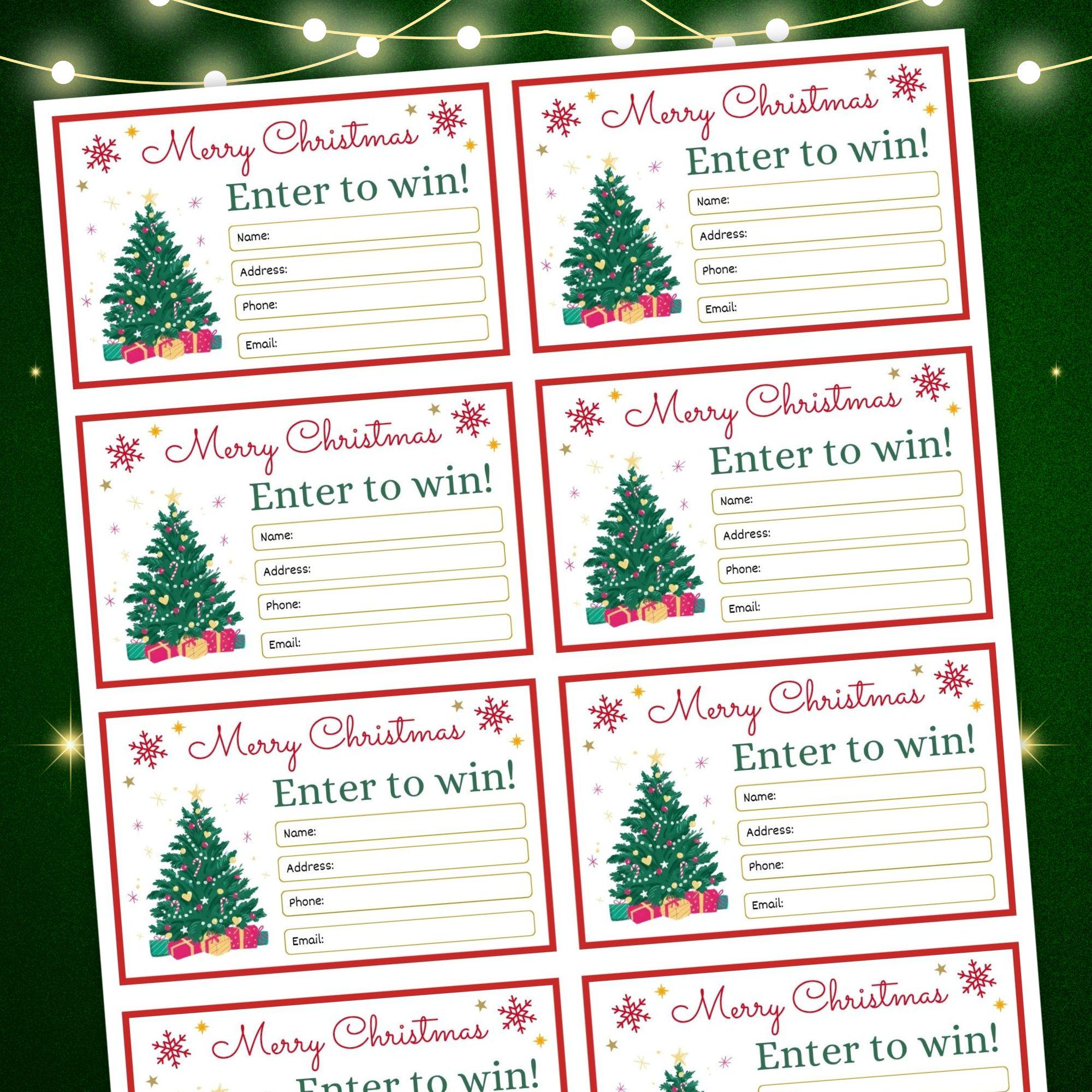 Christmas Enter to Win Raffle Ticket Template: Editable Event Giveaway ...