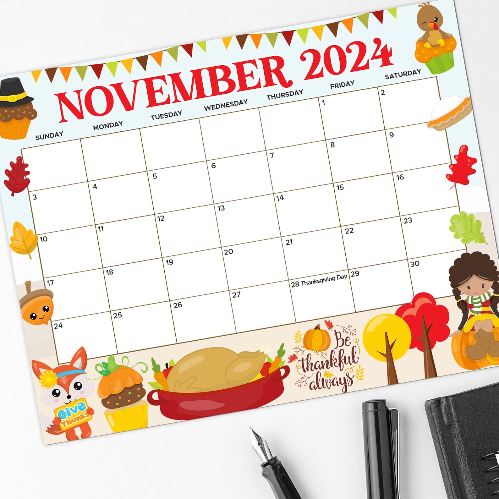 Printable November Calendar Cute Design - Etsy