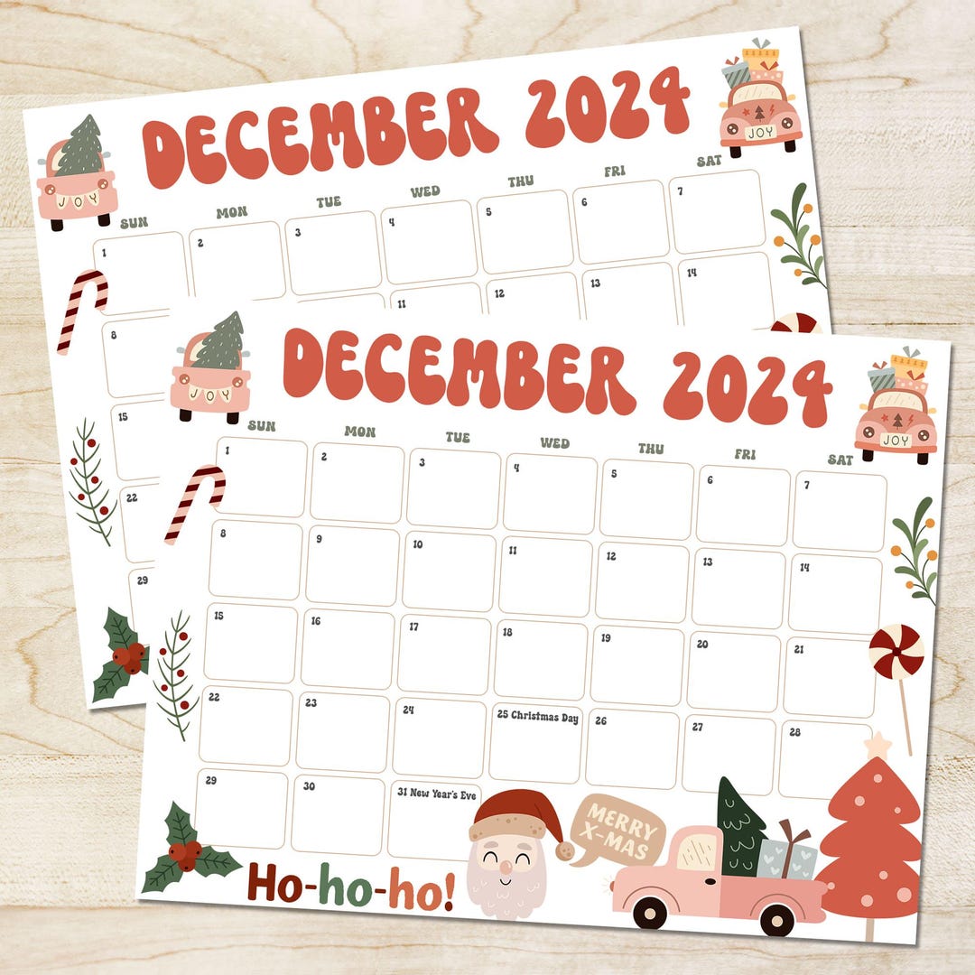 Vintage December Calendar With Retro and Cute Theme - Etsy