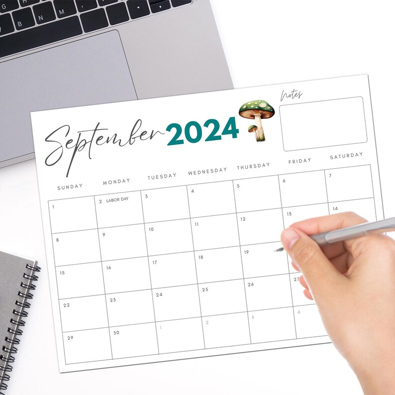 Minimalist September 2024 Printable Monthly Calendar - Etsy