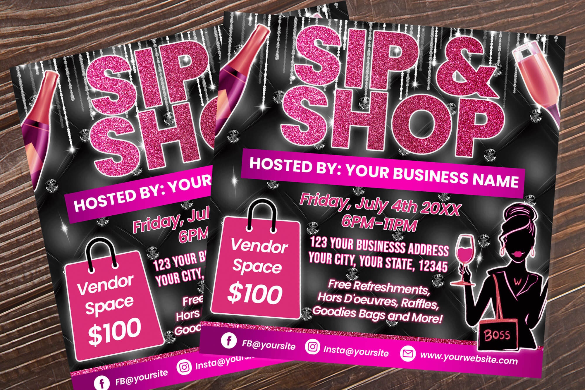 DIY Sip and Shop Flyer, Editable Pop up Shop Flyer, Shopping Event ...