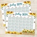 July 2024 Sunflower Summertime Calendar, Printable Sunflower Themed ...