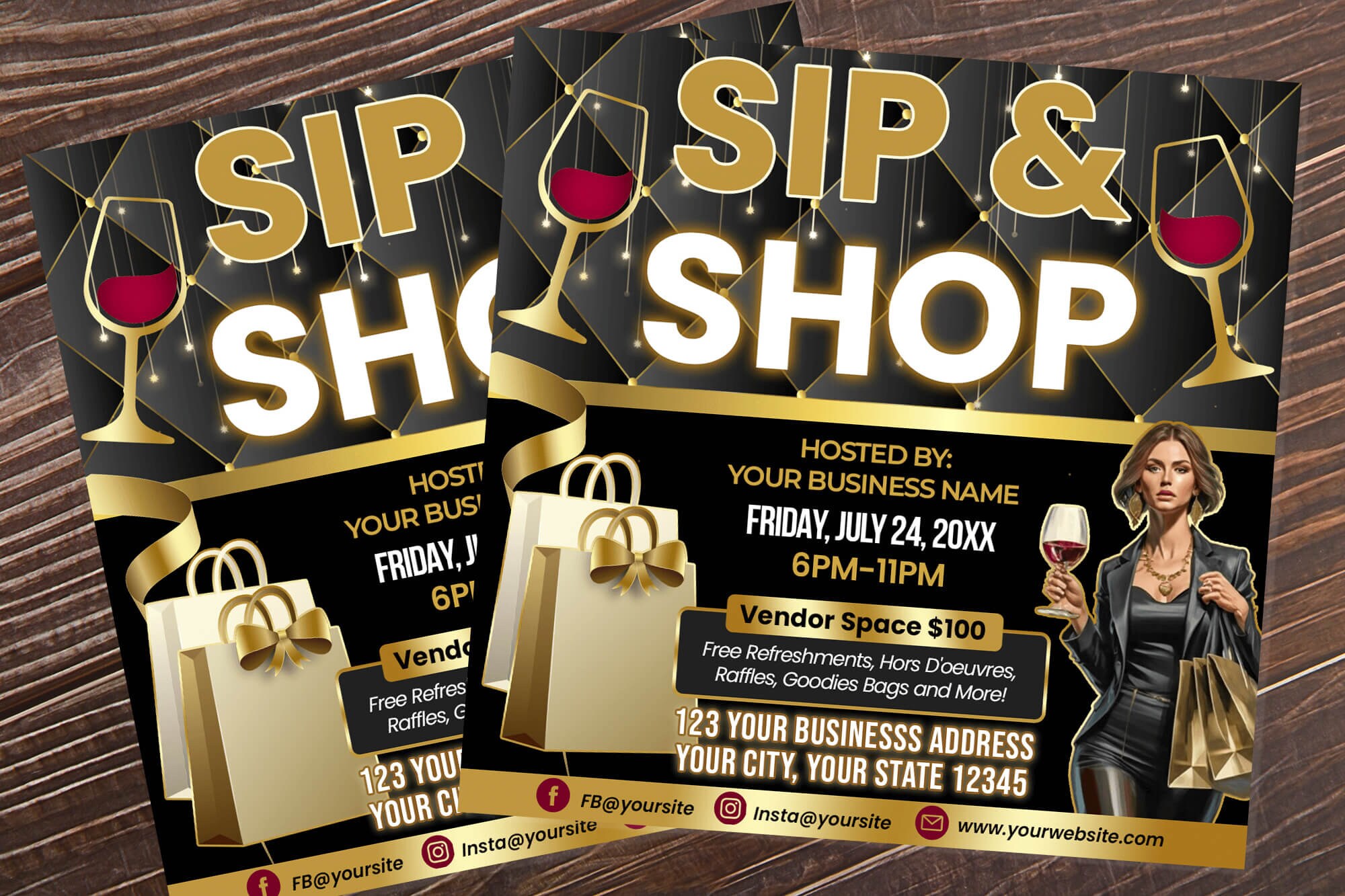 Editable Sip and Shop Pop up Shop Flyer, Shopping Event Invitation ...