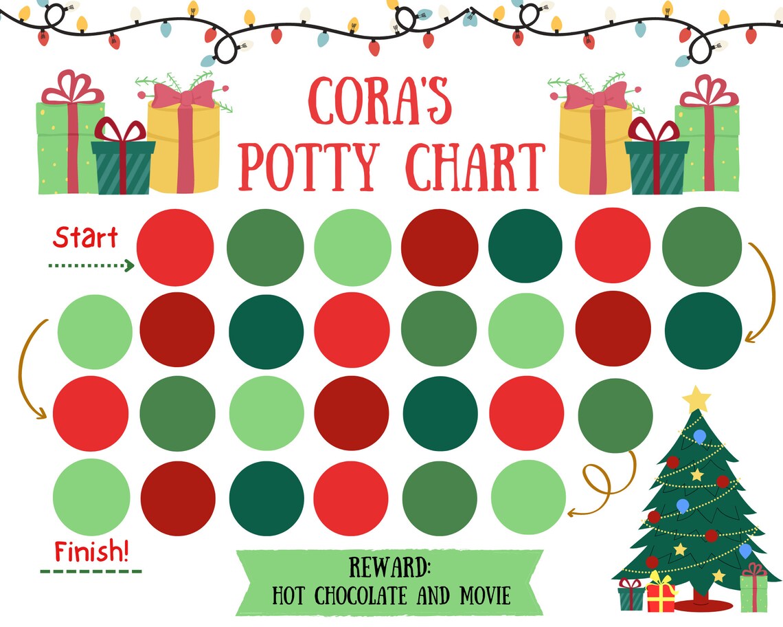 Editable Christmas Potty Training Chart, Potty Training, Christmas ...