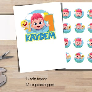 Custom BEBEFINN Cake Topper /12 Cup Cake Toppers Party Decorations ...