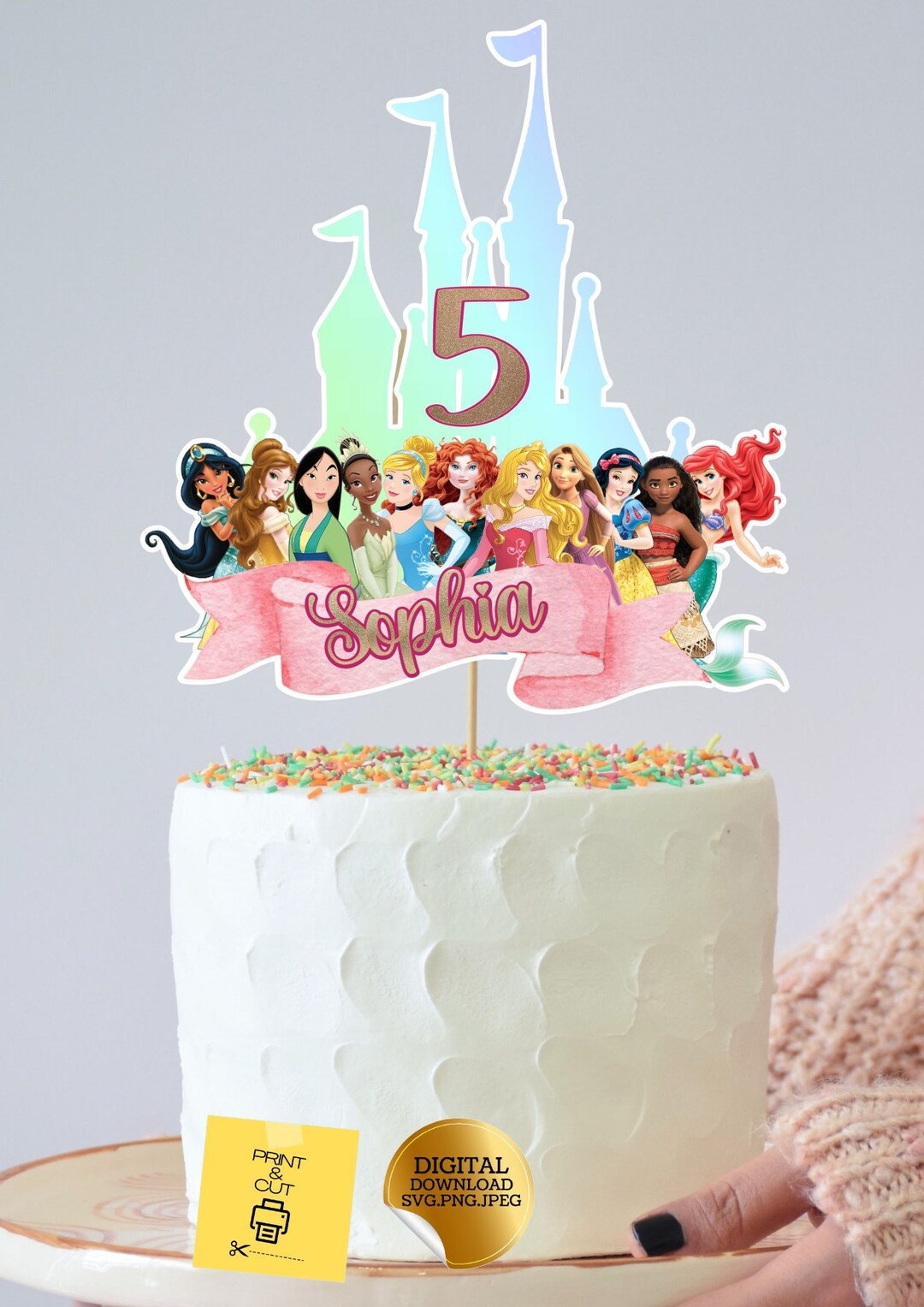 Custom Princesses Party Cake/12 Cup Cake Toppers Party Decor ...