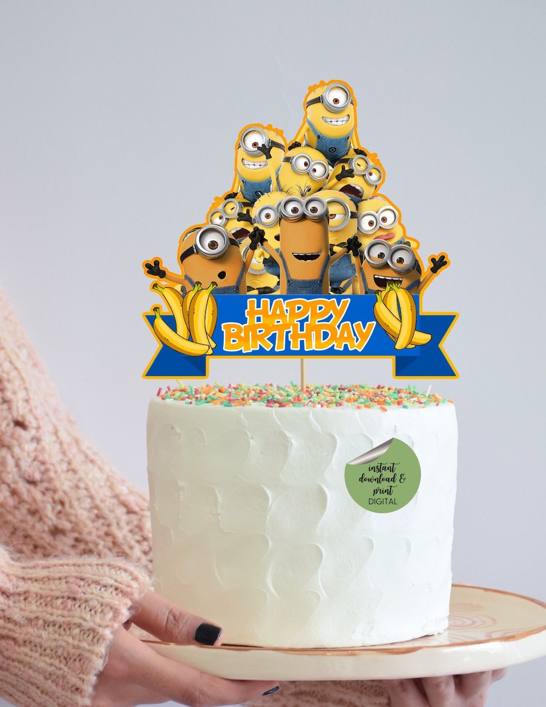 Print and Cut Mini on Cake Topper and 12 Cake Topper Instant Download ...