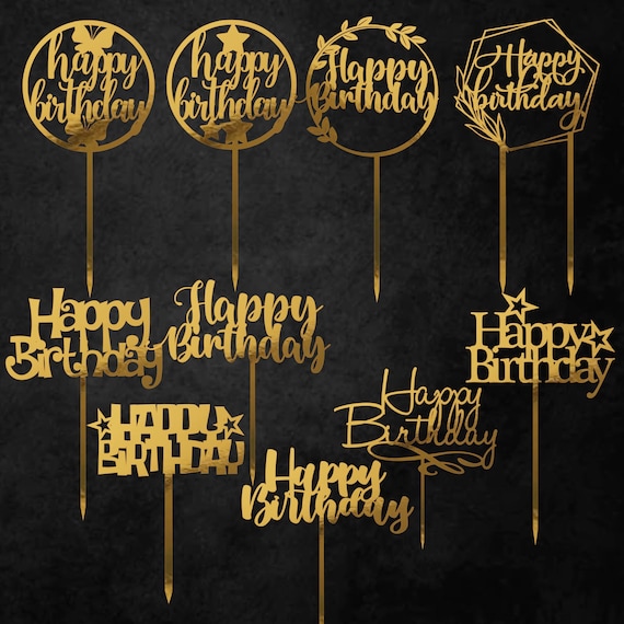 Happy Birthday Cake Topper Digital File. Instant Download. - Etsy