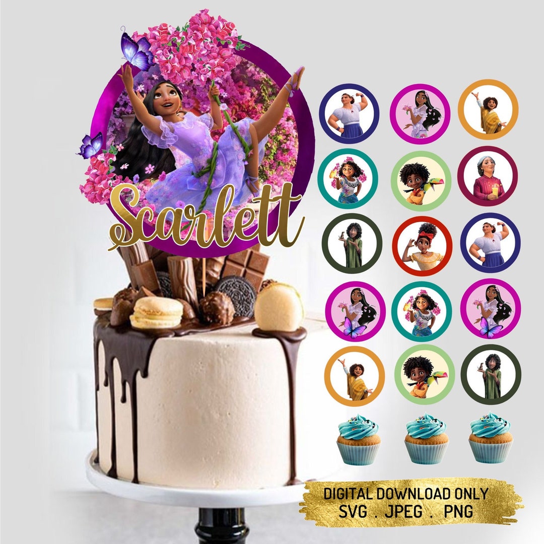 Custom ISABELA Ecanto 1 Cake Topper & 12 Cup Cake Toppers Party ...