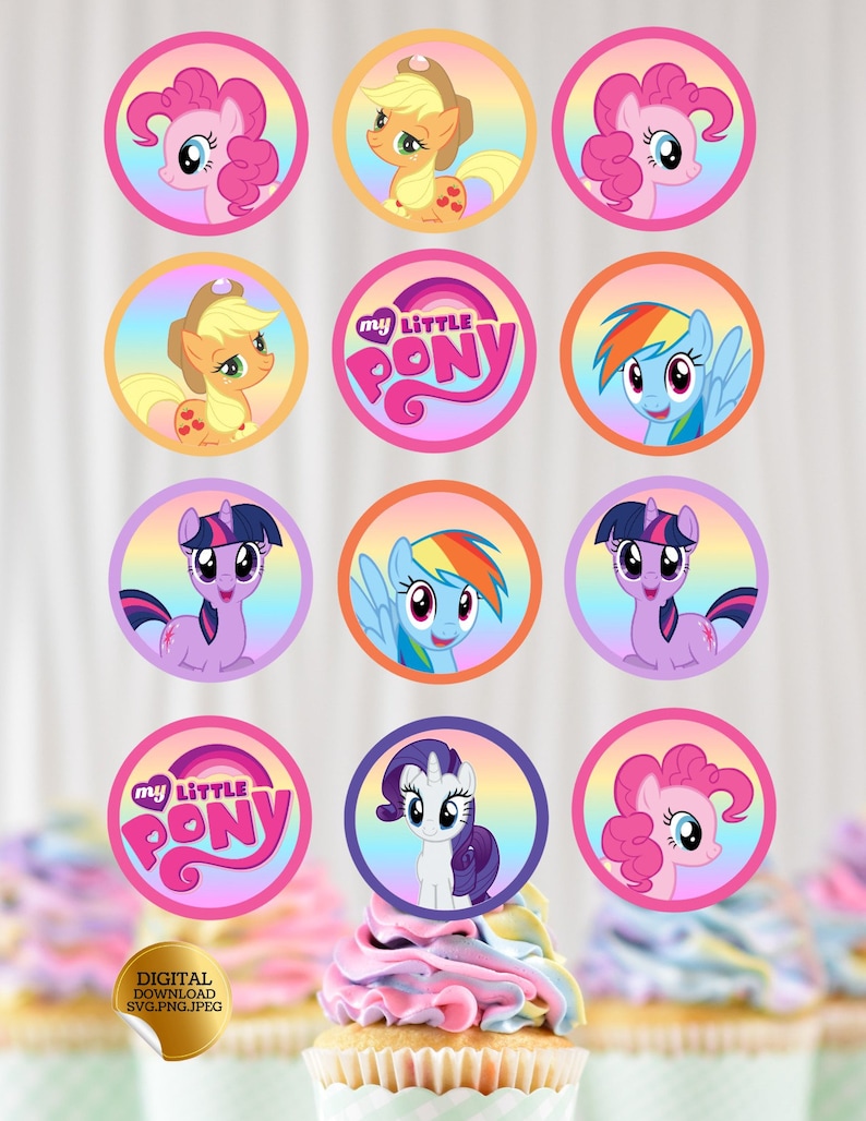 Print and Cut My Little Pony Cake Topper and 12 Cake Topper - Etsy