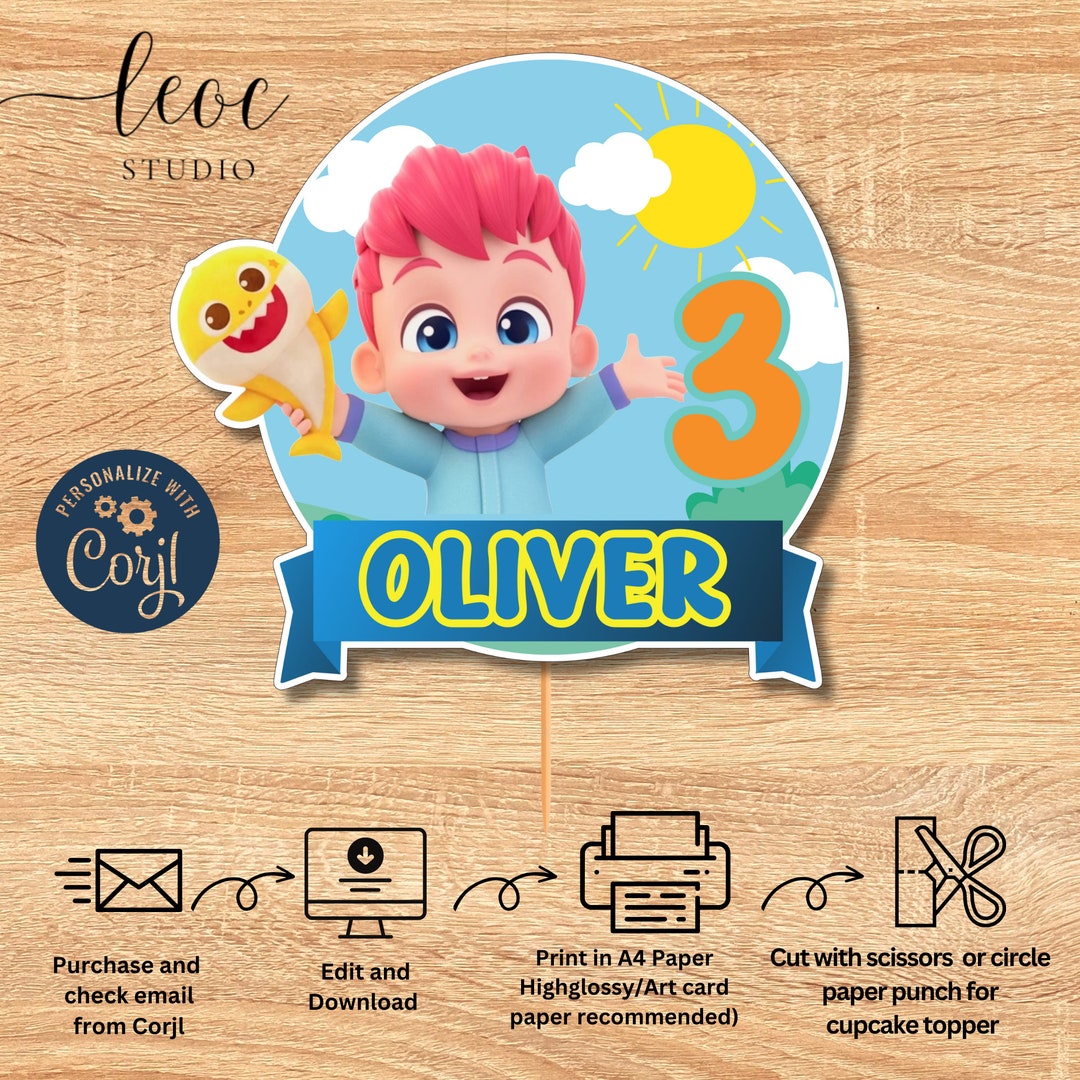 Editable Bebefinnn Cake Topper and 12 Cake Toppers Printable Instant ...