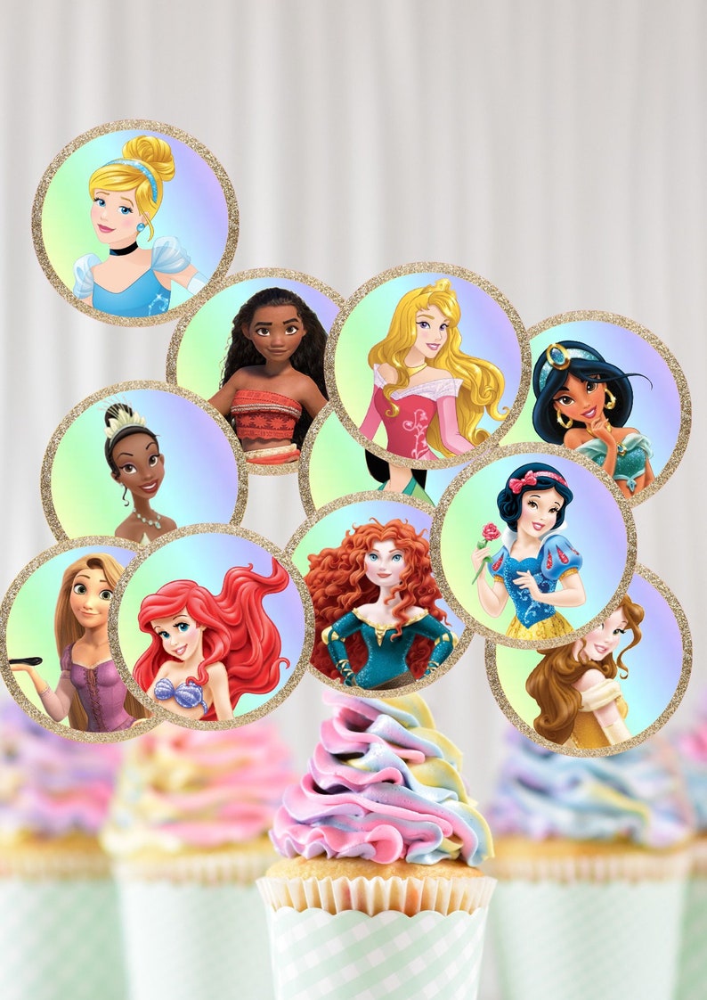 Custom Princesses Party Cake/12 Cup Cake Toppers Party Decor ...