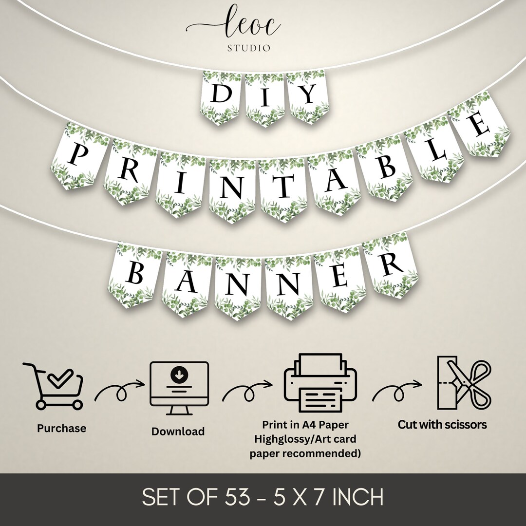 Print and Cut EUCALYPTUS Banners for Weddings/birthdays/baby Shower ...