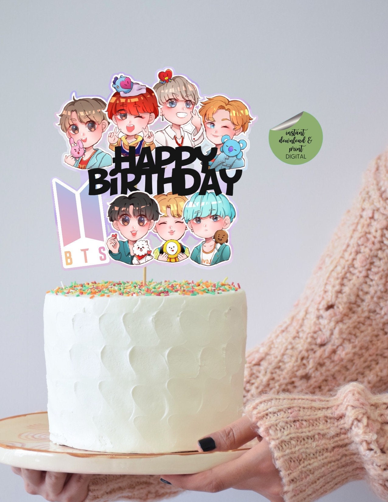 Print and Cut BTS Topper and 12 Cake Topper Instant Download - Etsy