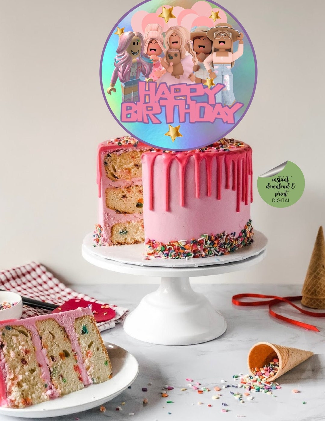 Print and Cut Gamers (GIRLS) Topper and 12 Cake Topper Instant Download ...