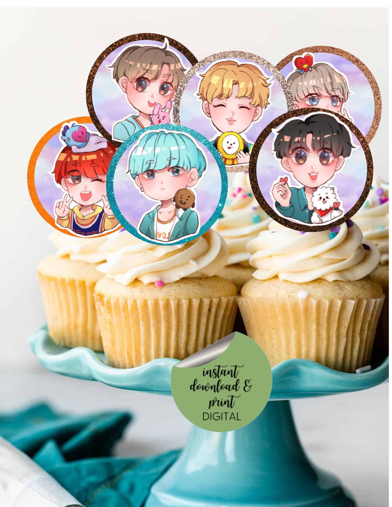 Print and Cut BTS Topper and 12 Cake Topper Instant Download - Etsy ...