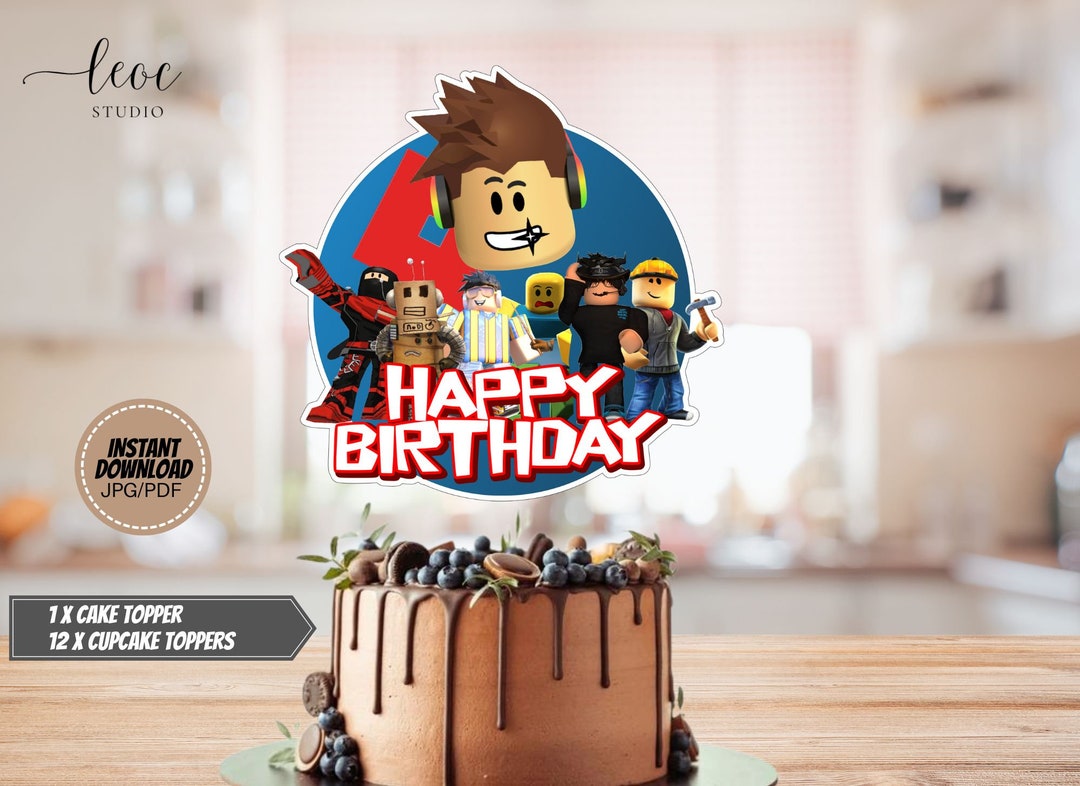 Print and Cut Roblo X Cake Topper and 12 Cake Toppers Instant Download ...