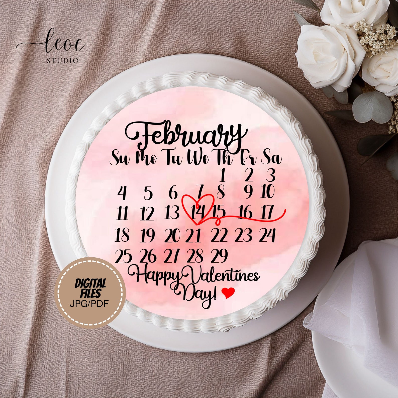 Digital Cake Custom Calender Cake Template/ Valentines I Birthday - Etsy