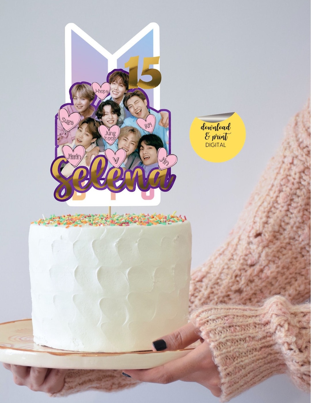 Custom BTS Kpop Cake Topper Party Decor Decorations DIGITAL DOWNLOAD ...