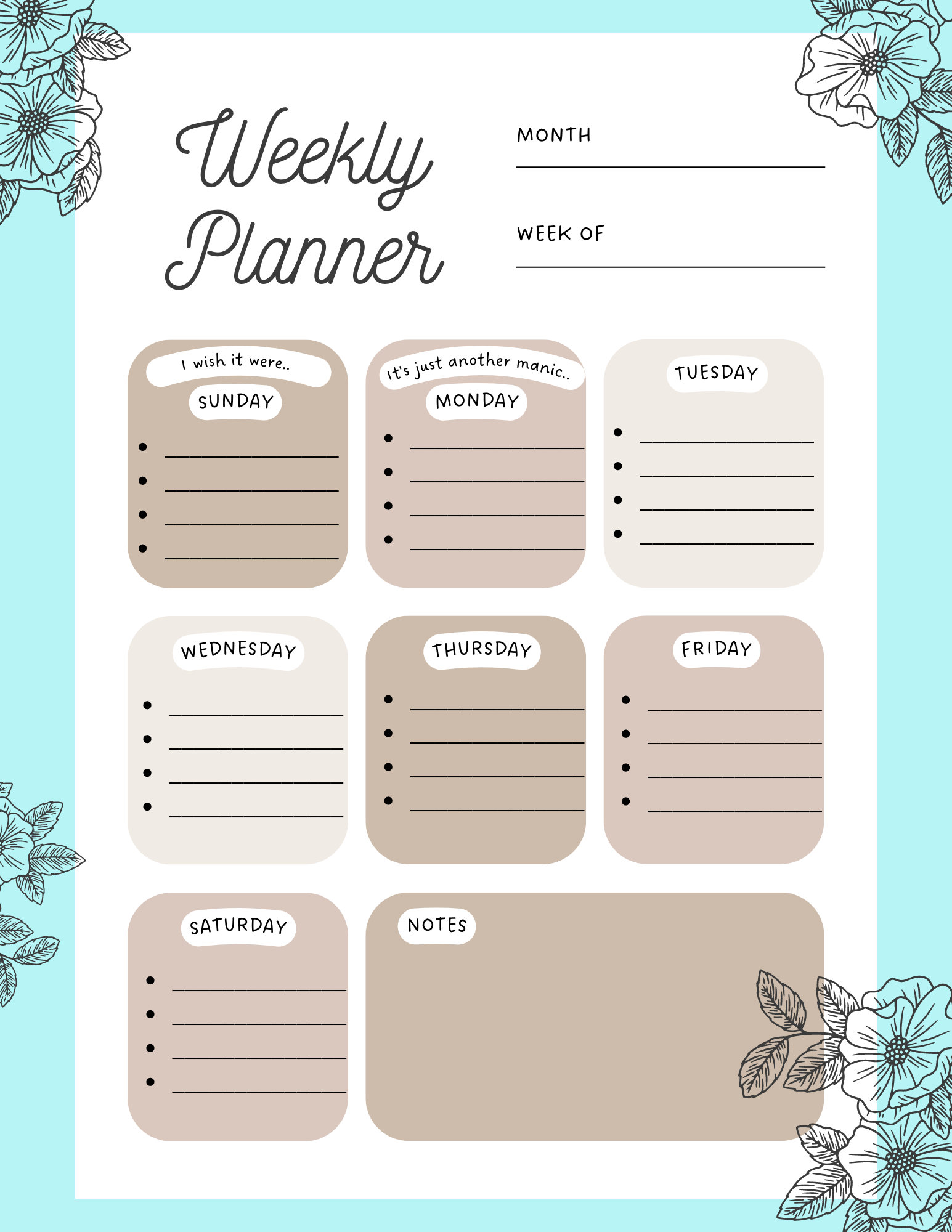 Digital Weekly Planner - Etsy