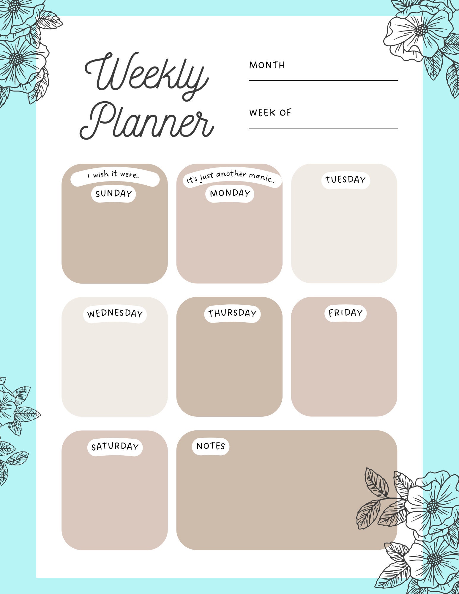 Digital Weekly Planner - Etsy