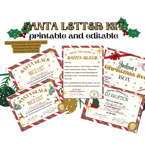 Official Nice List Santa Certificate Template Editable - Etsy