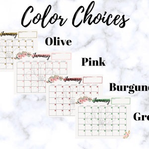 Printable Blank Monthly Calendar, January to December, PDF Instant ...