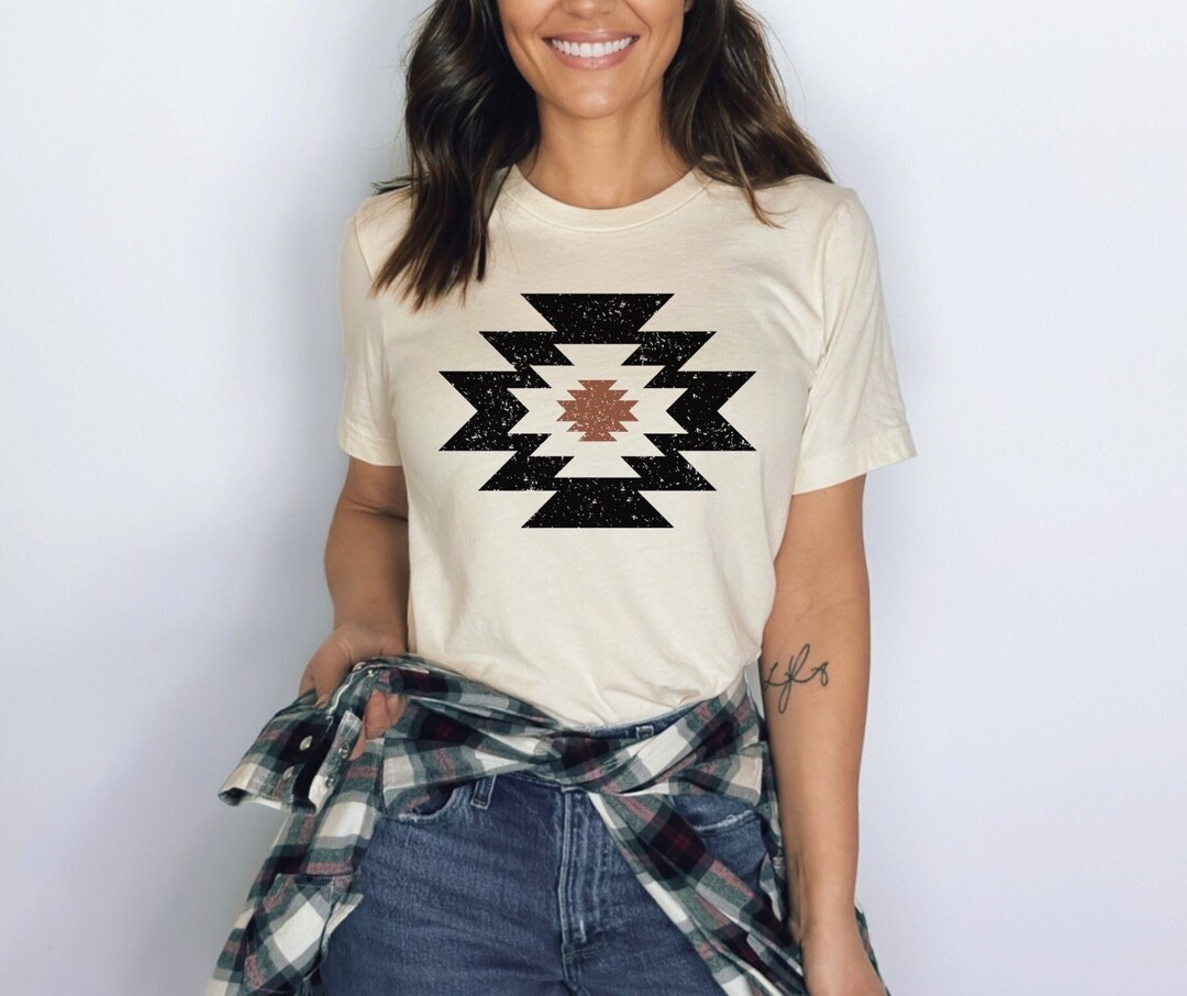 Aztec Western Shirt Distressed Western Graphic Shirt Country - Etsy
