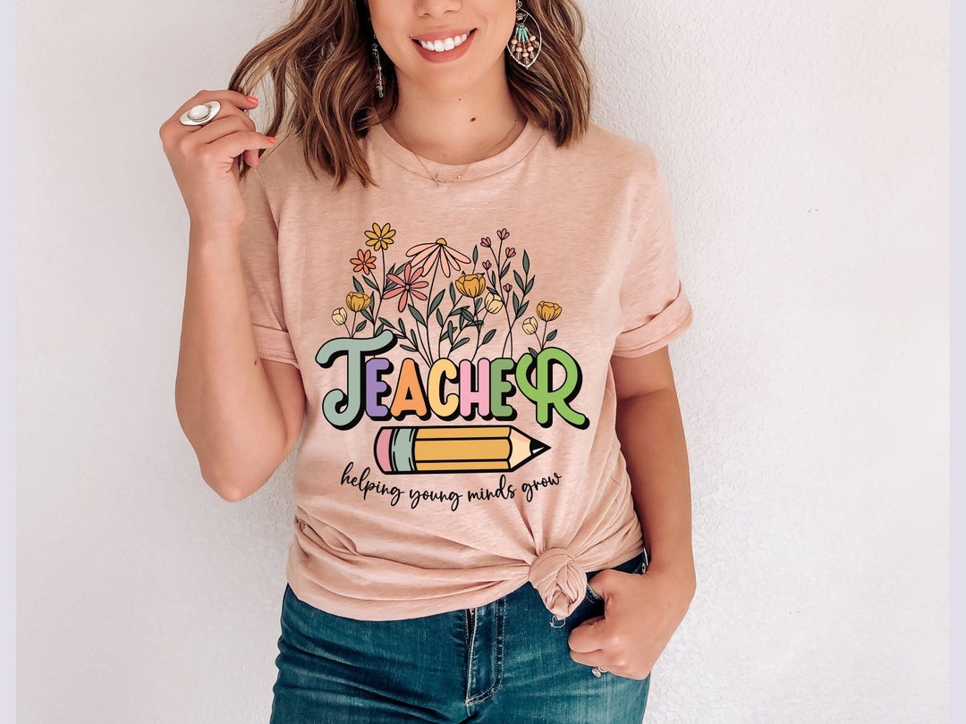 Helping Young Minds Grow Shirt Floral Teacher Tshirt - Etsy