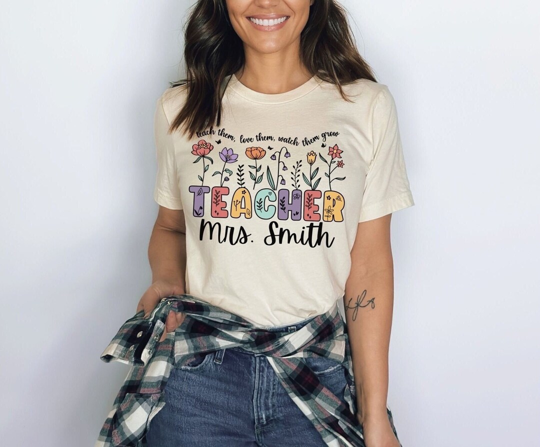 Teacher Name Shirt, Custom, Personalized Teach Tshirt, Educator Gift ...