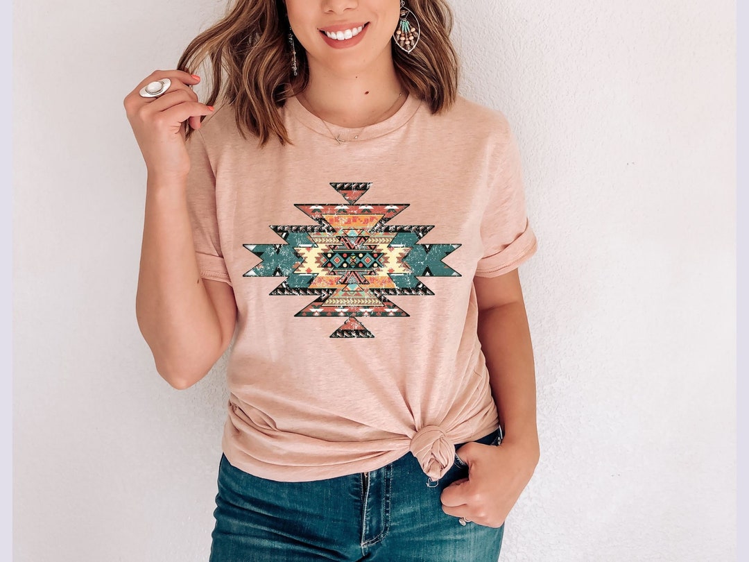 Aztec Western Shirt, Distressed Western Graphic Shirt, Country Music ...