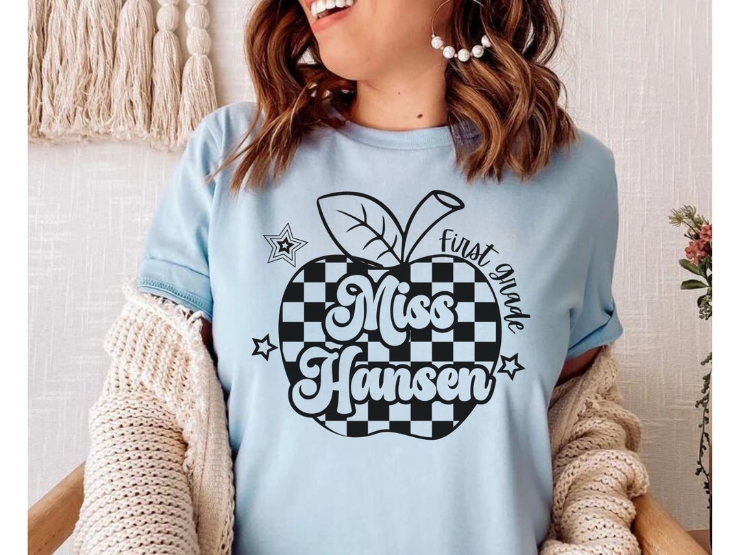 Retro First Grade Teacher Shirt, 1st Grade Custom Teacher Tee, First ...