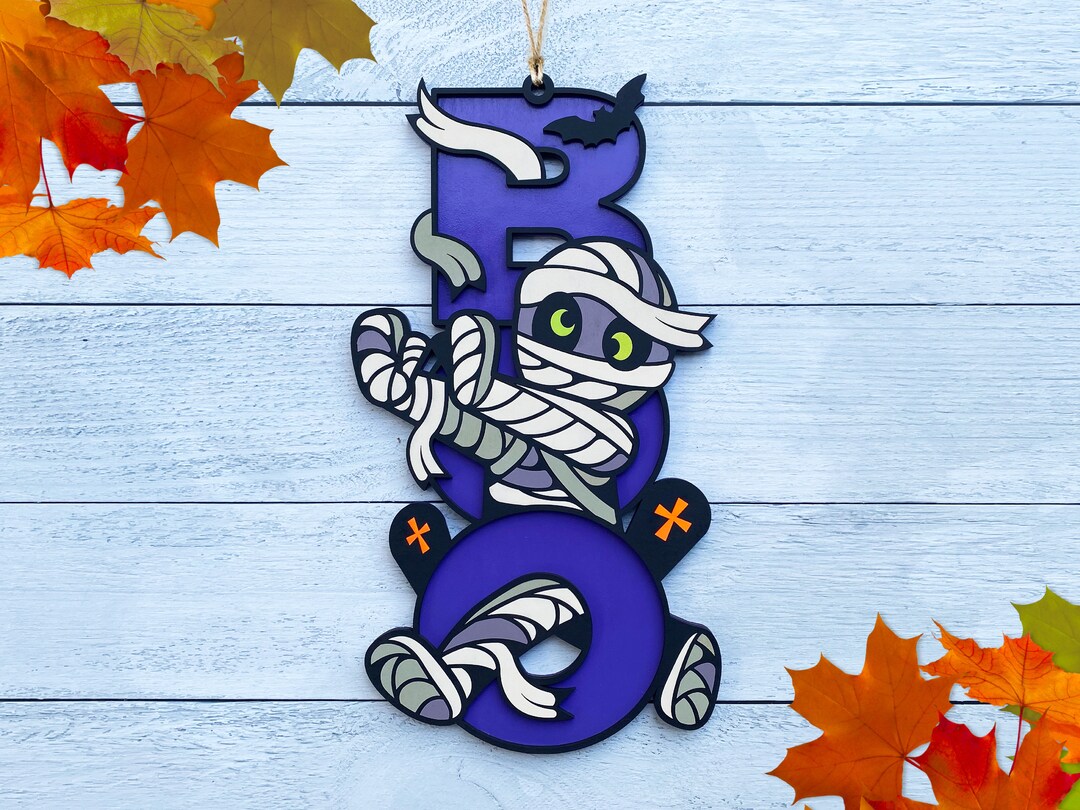 Halloween Door Sign | Mummy Halloween Door Sign | Wood Halloween Sign ...