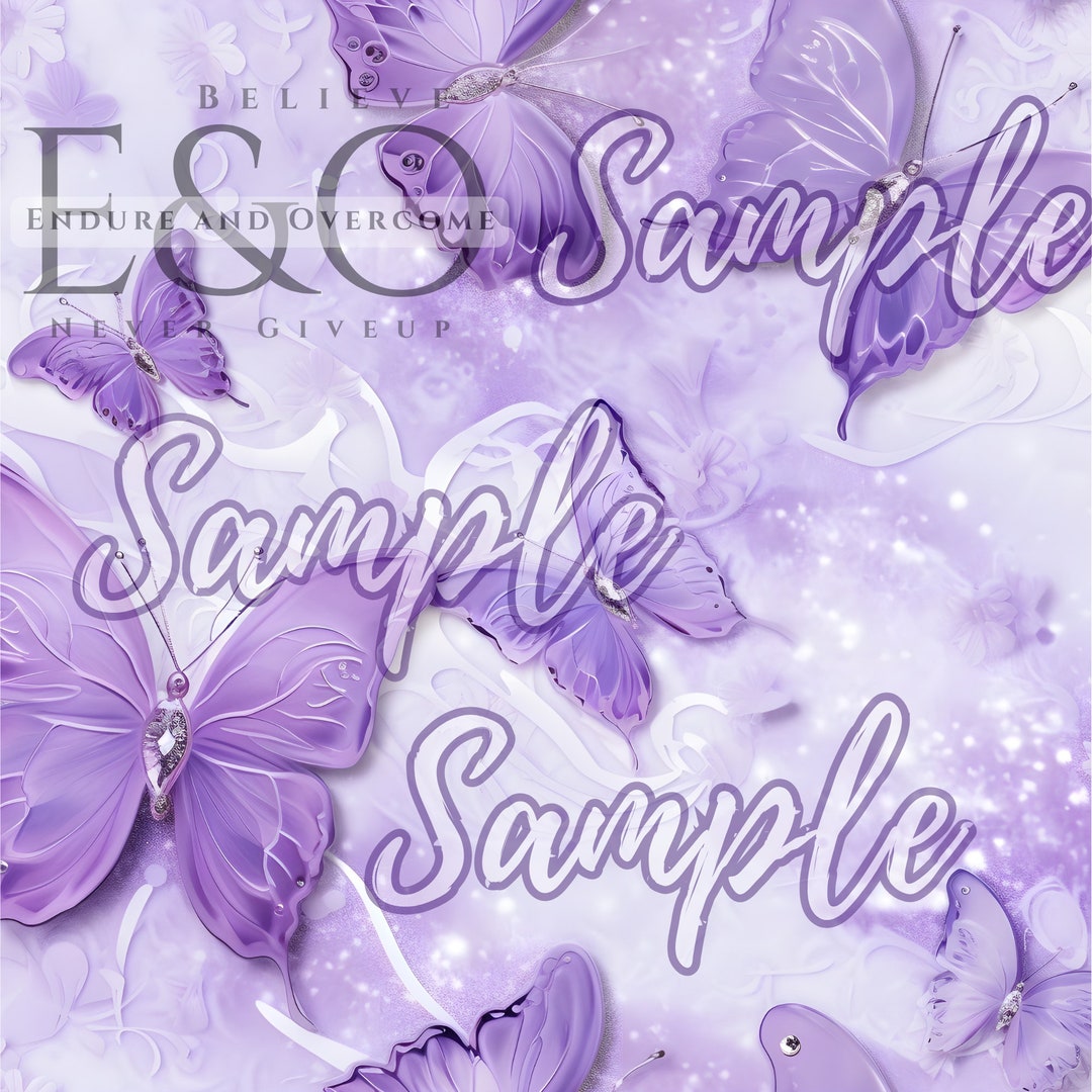 Purple Butterflies Serenity 4 Designs Bundle Digital Purple Background Scrapbook Sublimation ...
