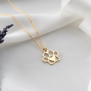 Handmade Dog Paw Gold Name Necklace Your Dog Name Necklace Handmade ...
