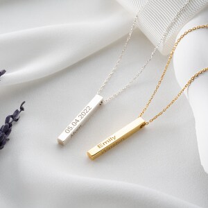 Personalized Bar Necklace for Women Silver Bar Necklace Engraved Bar Pendant Gold Bar Necklace ...