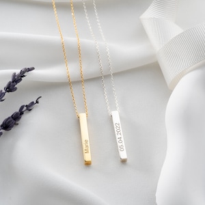 Personalized Bar Necklace for Women Silver Bar Necklace Engraved Bar ...