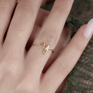 100% Handmade Handwriting Initial Letter Gold Ring • Personalized ...