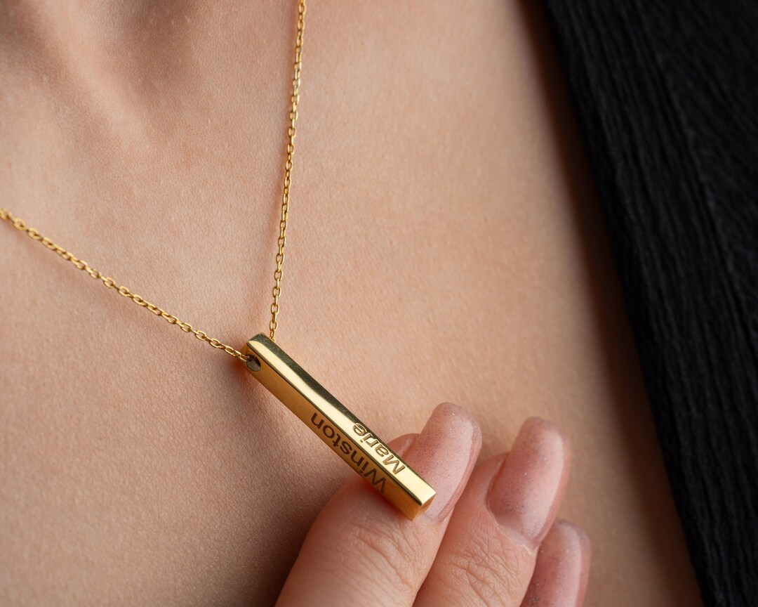 Personalized Bar Necklace for Women Silver Bar Necklace Engraved Bar ...